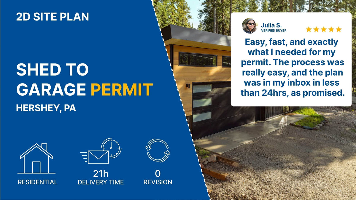 Medium Site Plan for Shed-to-Garage Conversion Permit in Hershey, Pennsylvania – My Site Plan