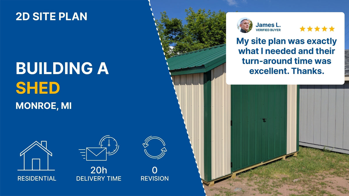Medium Site Plan For A Shed Permit in Michigan - Case Study – My Site Plan
